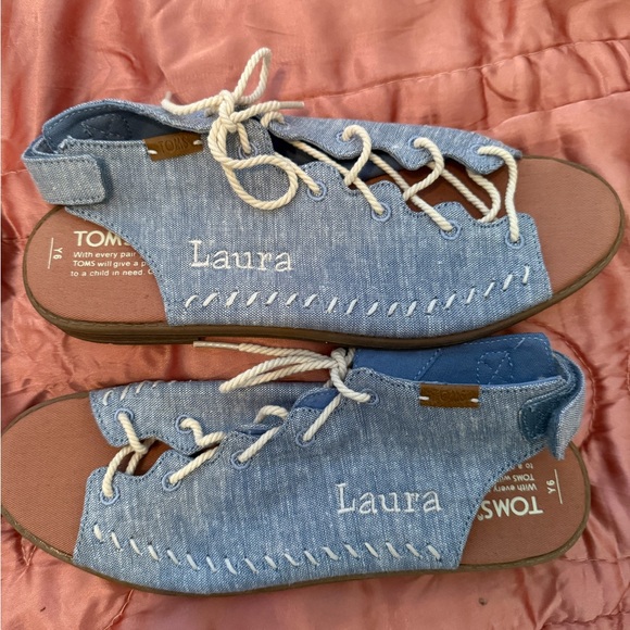 Toms | Shoes | Laura Monogrammed Sandals | Poshmark